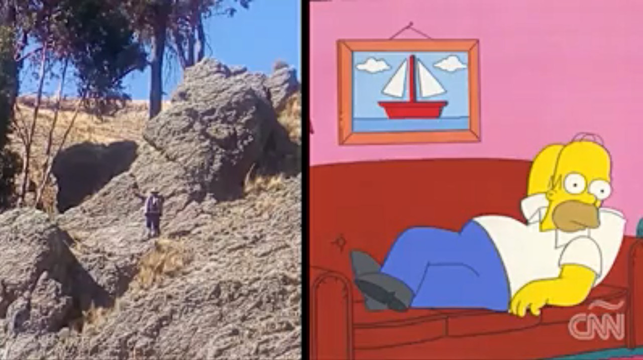 Roca que afirman que se parece a Homero Simpson atrae a turistas en Bolivia